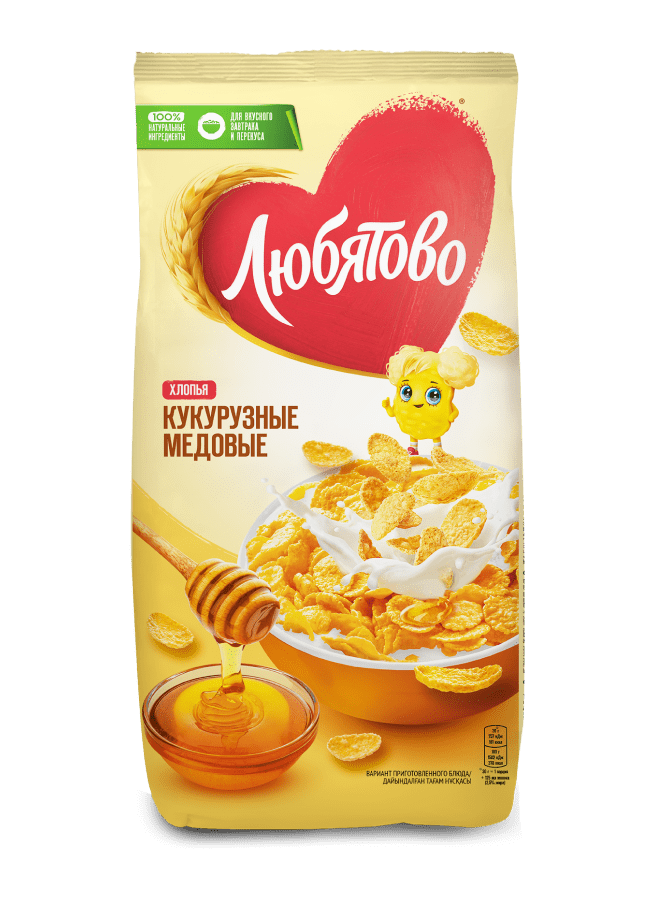 Завтраки готовые «Хлопья кукурузные медовые» — Любятово